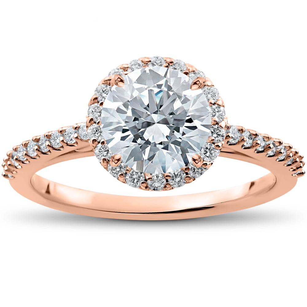 Pompeii 1/3 ct Round Halo Diamond Engagement Ring Setting (F/G,VS2-SI1 ...