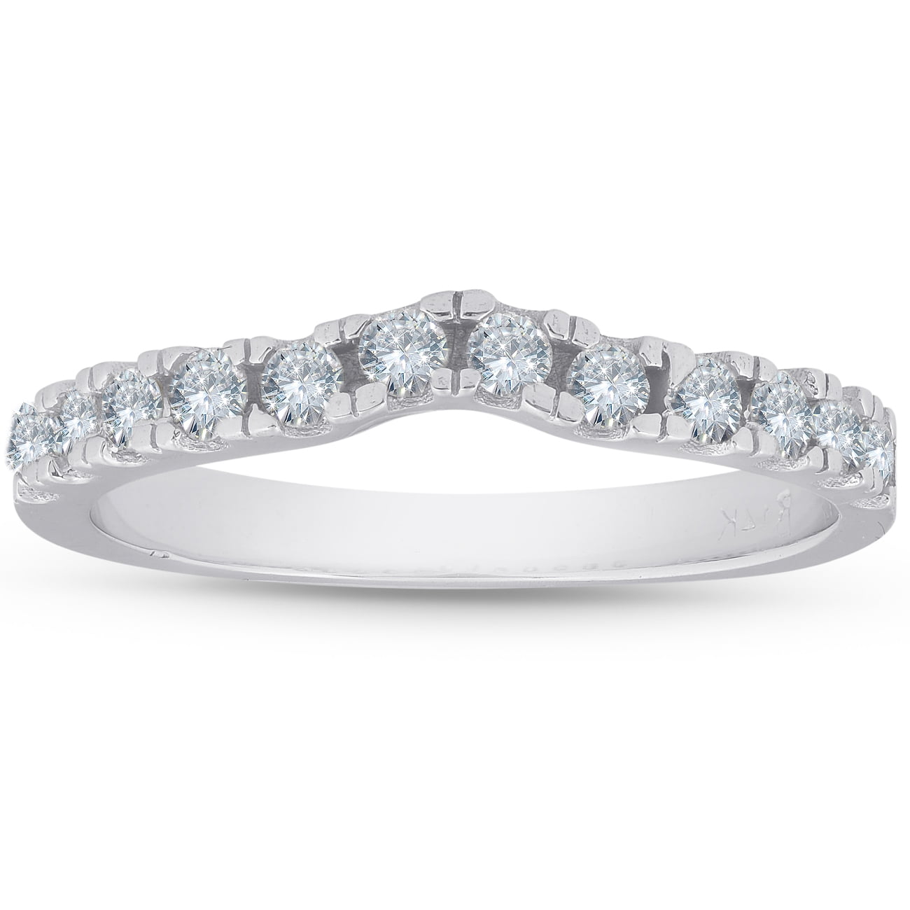 Pompeii3 Real Jewelry - 14K White Gold 1/3ct Curved Diamond Anniversary ...