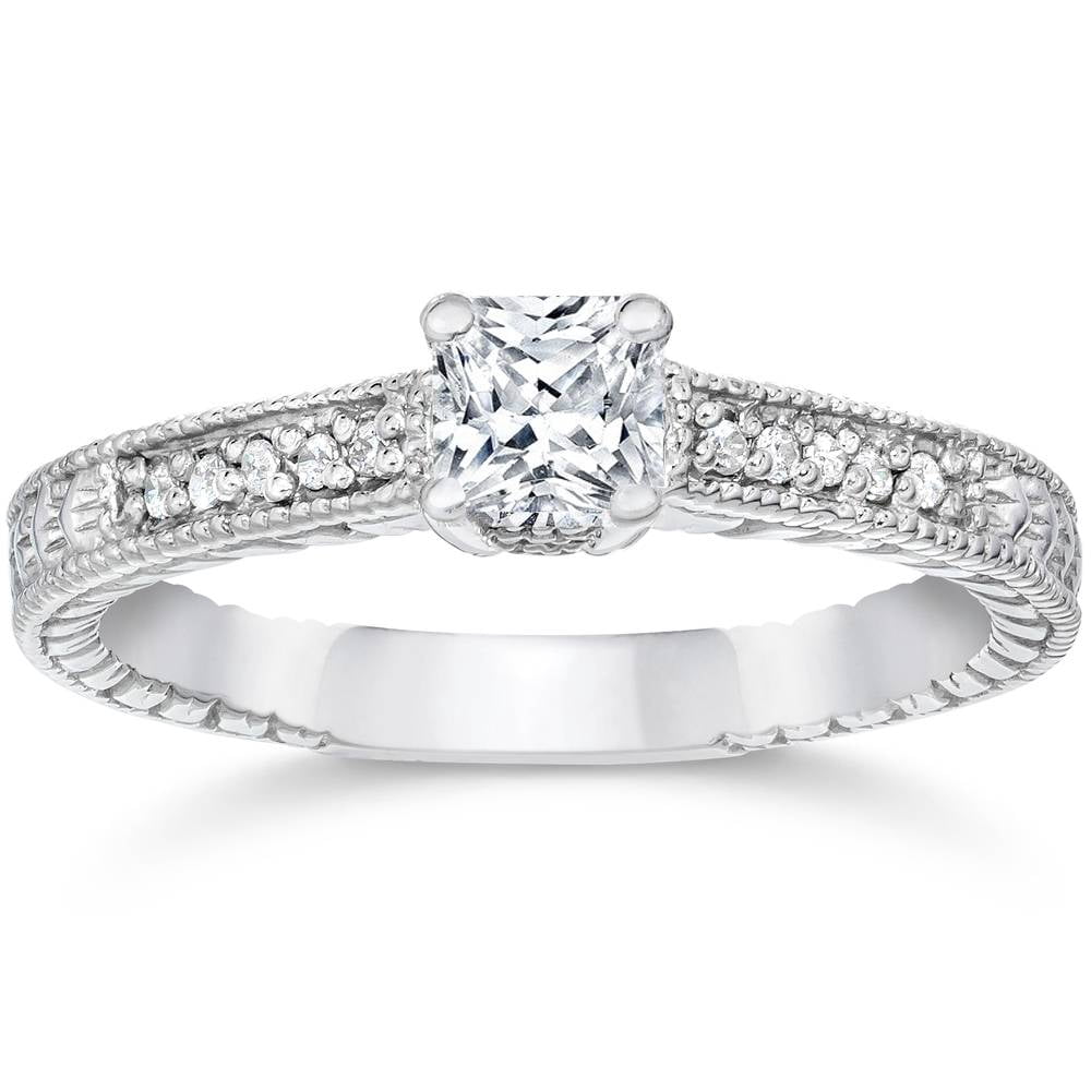 Pompeii 1/3ct Princess Cut Diamond Engagement Ring 14K White Gold (G/H ...