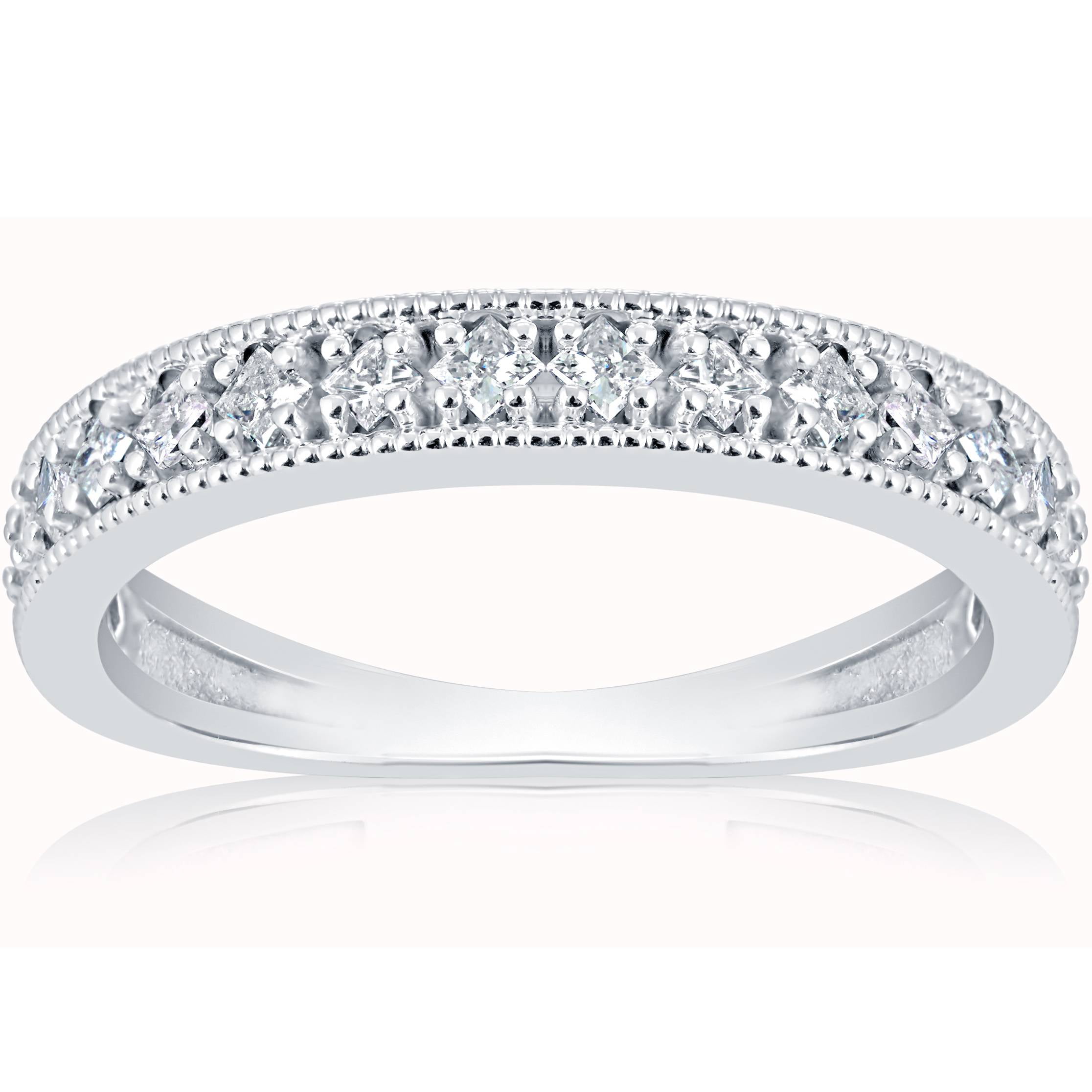 Pompeii 1/3ct Princess Cut Diamond Wedding Ring White Gold (H/I,I1-I2) - Walmart.com