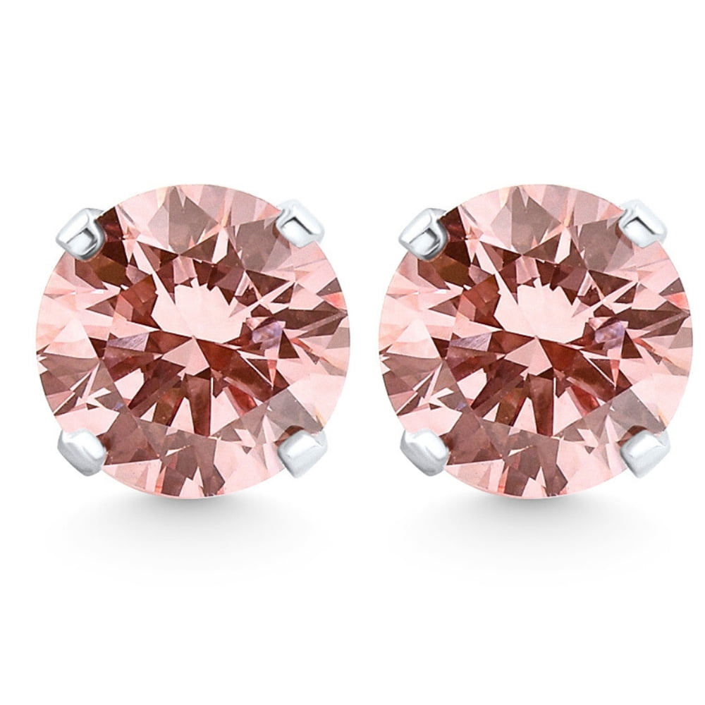 Pompeii 1/4 - 1Ct Pink Diamond Studs 14k White or Yellow Gold Lab Grown ...