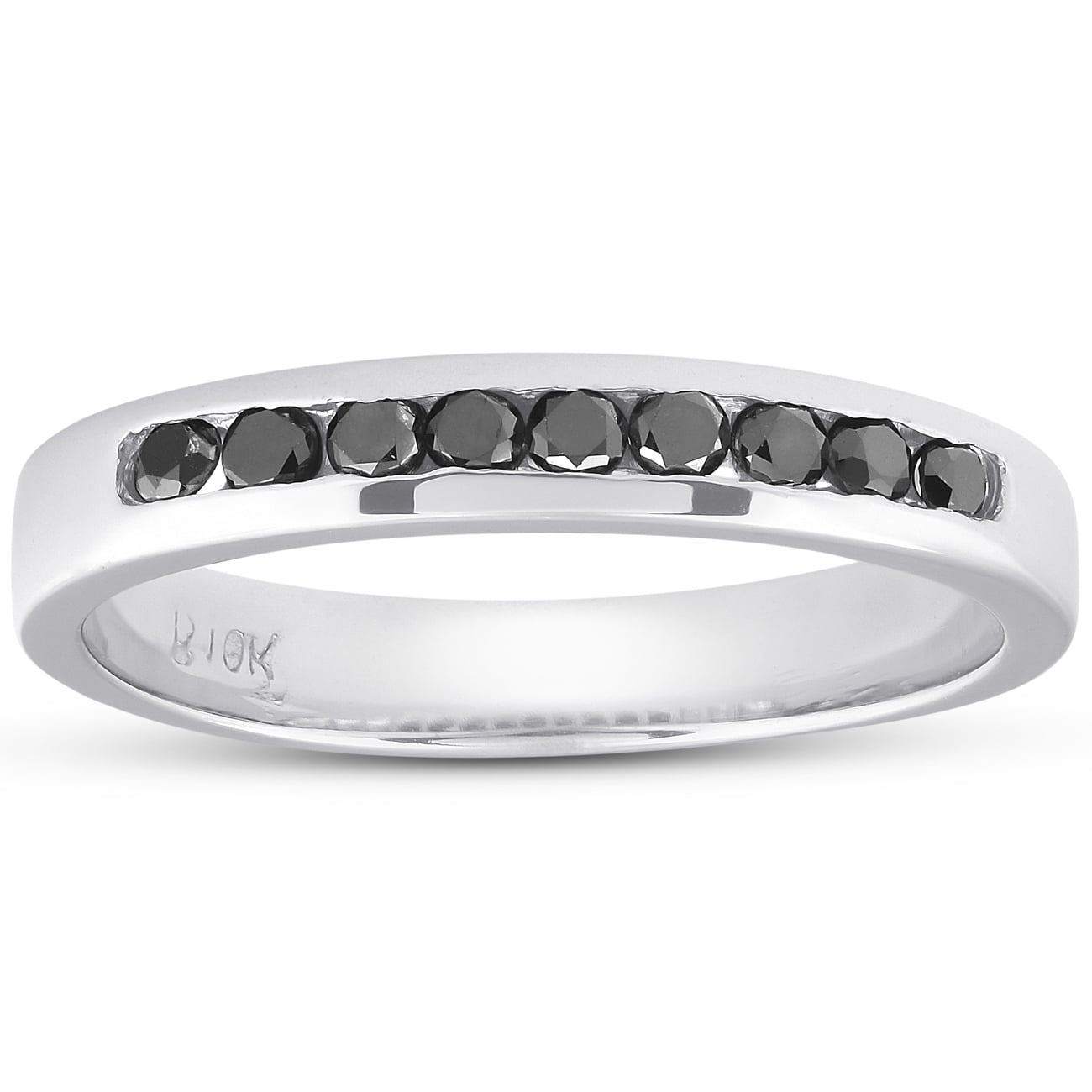 Pompeii 1/4 Ct Black Diamond Channel Set Wedding Ring 10k White Gold ...