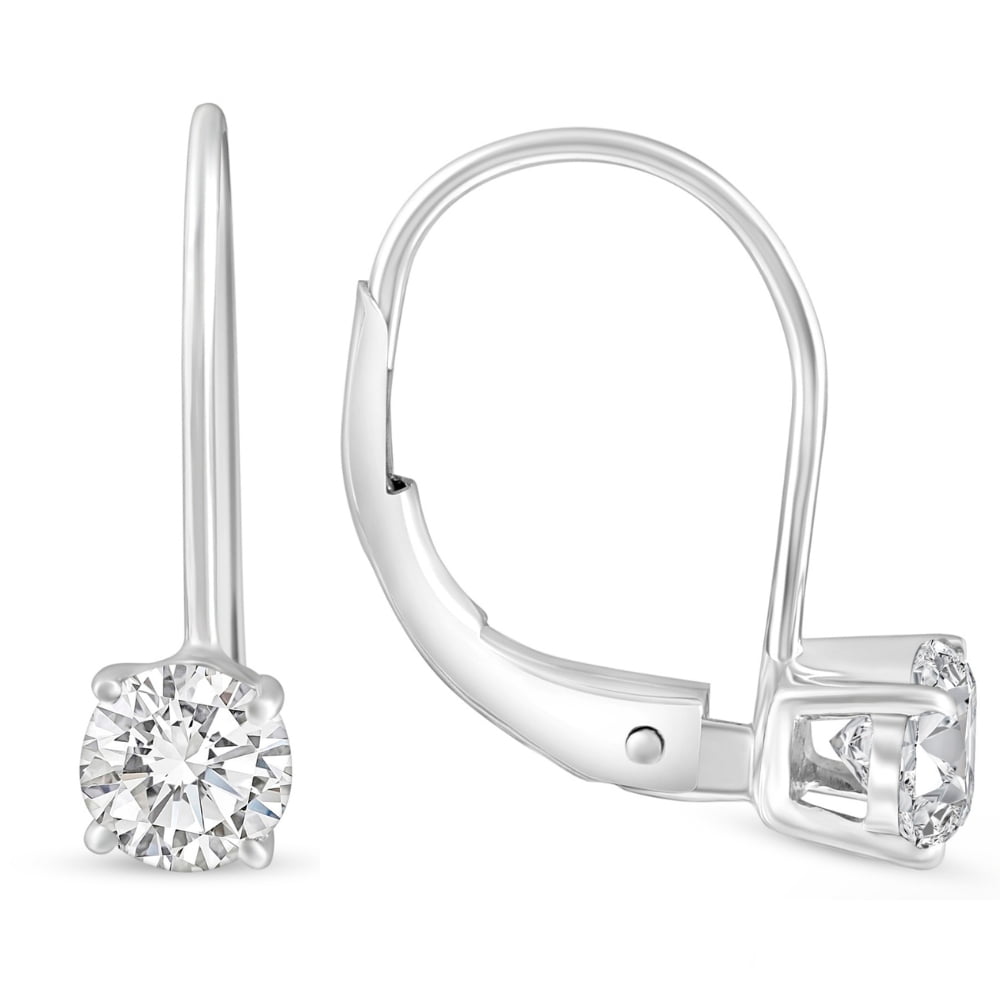 Pompeii 1 - 4 Ct Hoop Lever Back Diamond Studs Women's 14k Gold ...