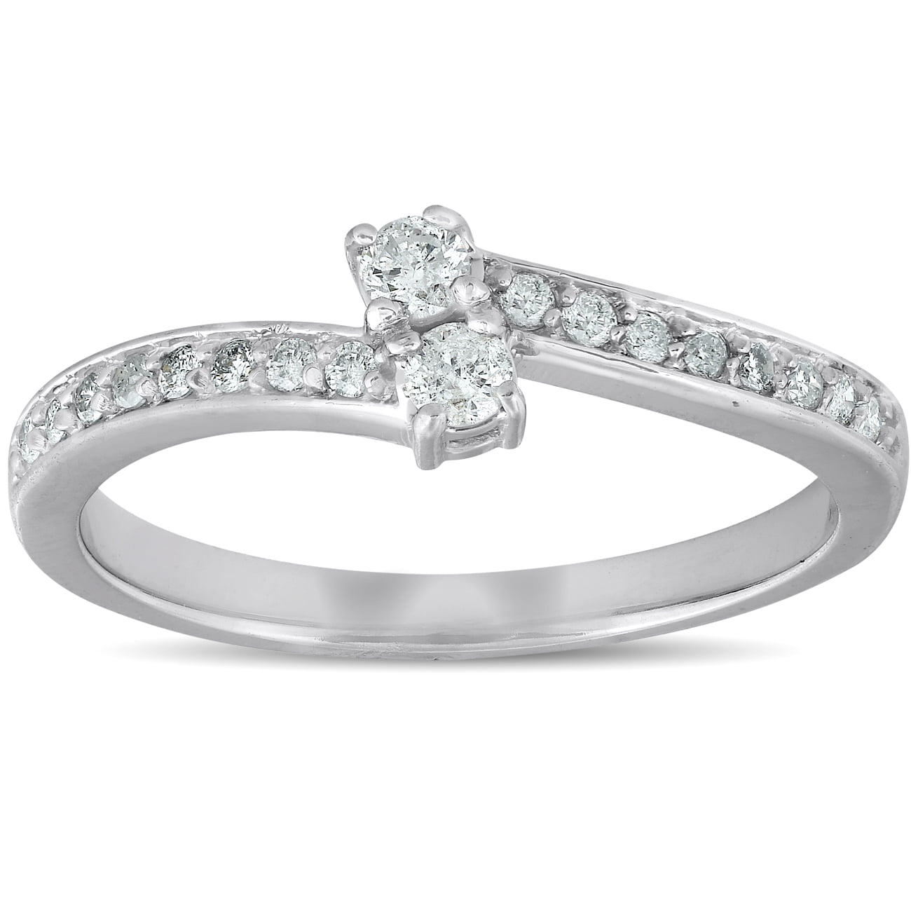 Pompeii 1/4 Ct Two Stone Diamond Engagement Forever Us Ring White Gold ...