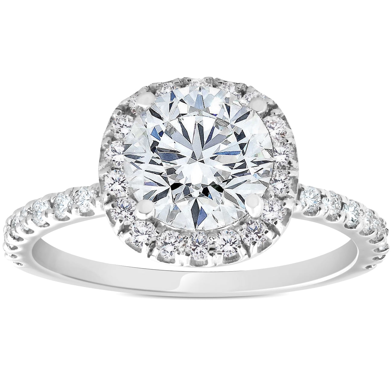 Pompeii 1.40ct Diamond Cushion Halo Engagement Ring 14k White Gold Lab Grown (FG,SI) - Walmart.com