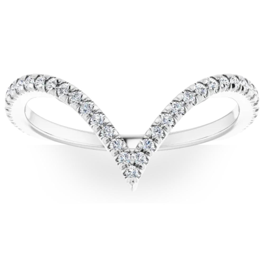 Pompeii 1/4Ct Diamond V Shape Ring Contour Stackable Band in White ...