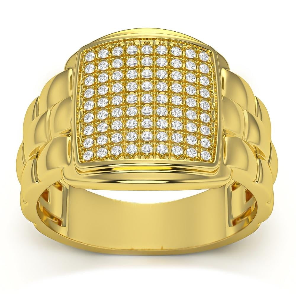 Pompeii 1/4Ct Pave Diamond Men's Wide Ring Lab Grown in White, Yellow ...