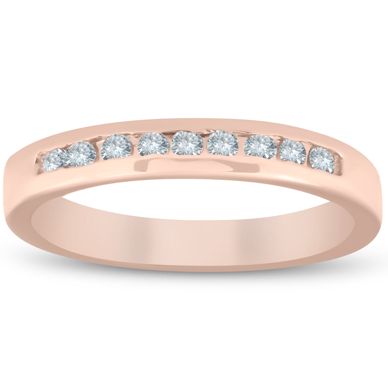 Pompeii 1/4Ct TW Channel Set Round-Cut Diamond Wedding Ring 14K Rose ...
