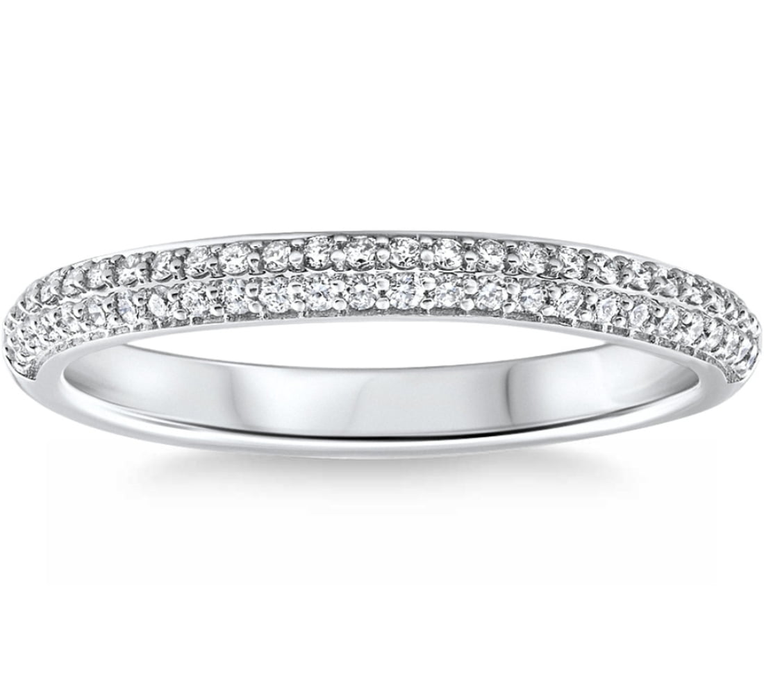 Pompeii 1/4Ct TW Diamond Micro Pave Wedding Ring Stackable Band 14k ...