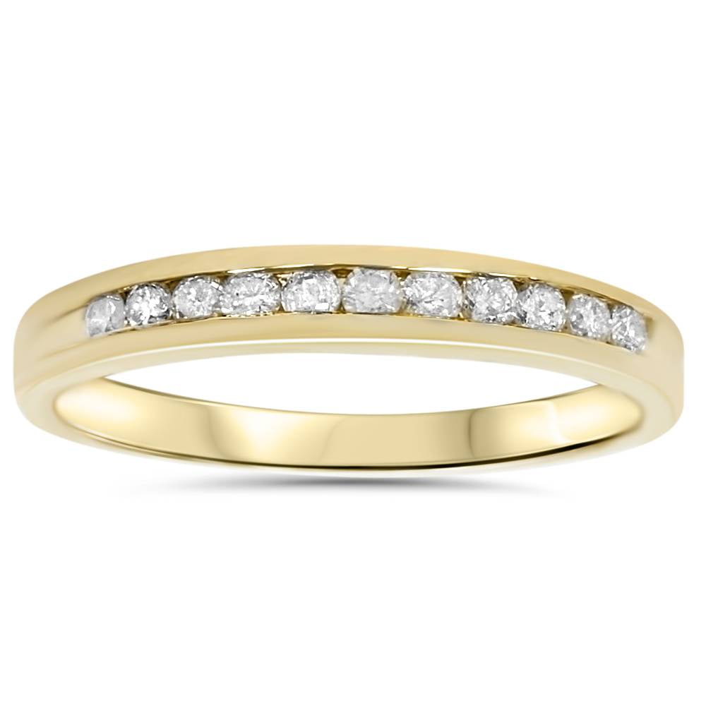 Pompeii 1/4ct 14K Yellow Gold Diamond Wedding Guard Stack Ring (G/H,I2 ...