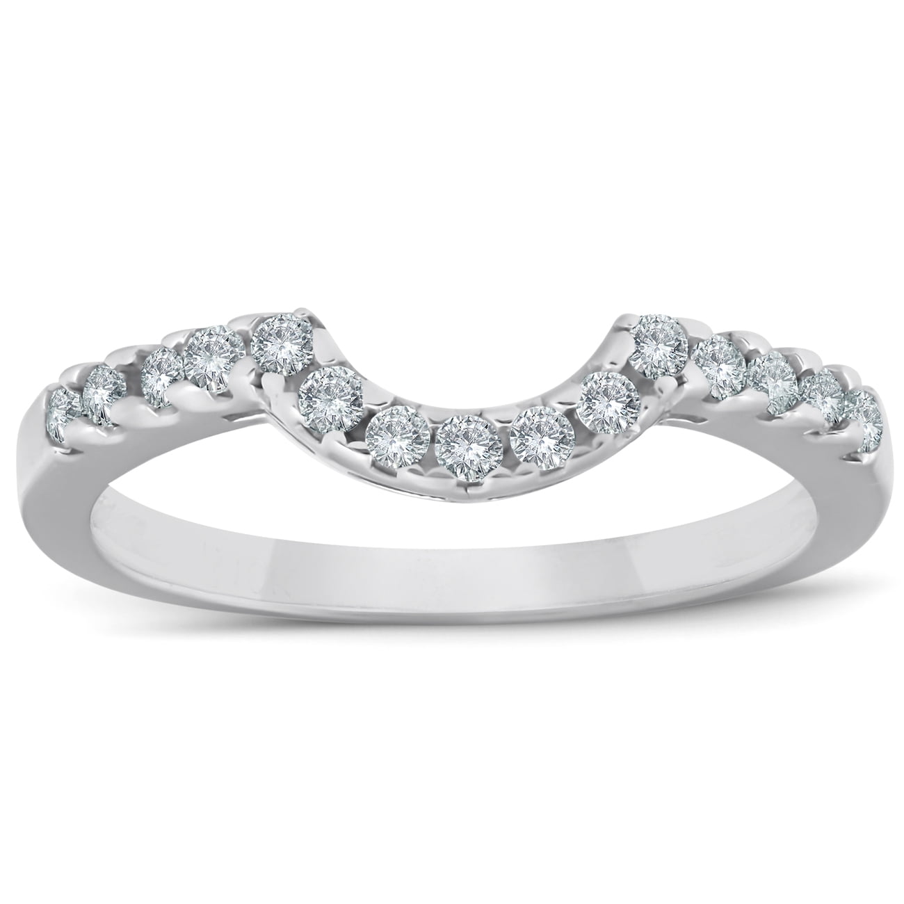 Pompeii 1/4ct Curved Diamond Notched Wedding Ring Enhancer 14K White ...