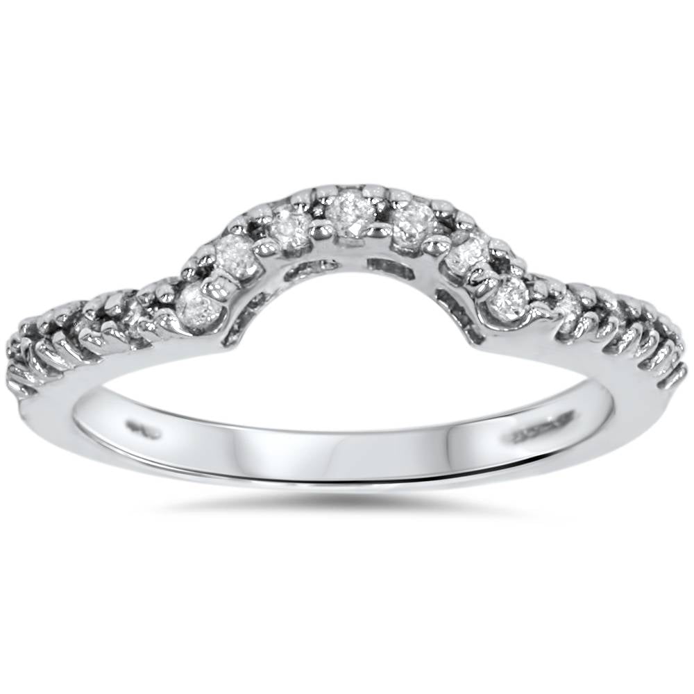 Pompeii 1/4ct Diamond Curved Notched Ring Guard Enhancer 14k White Gold ...