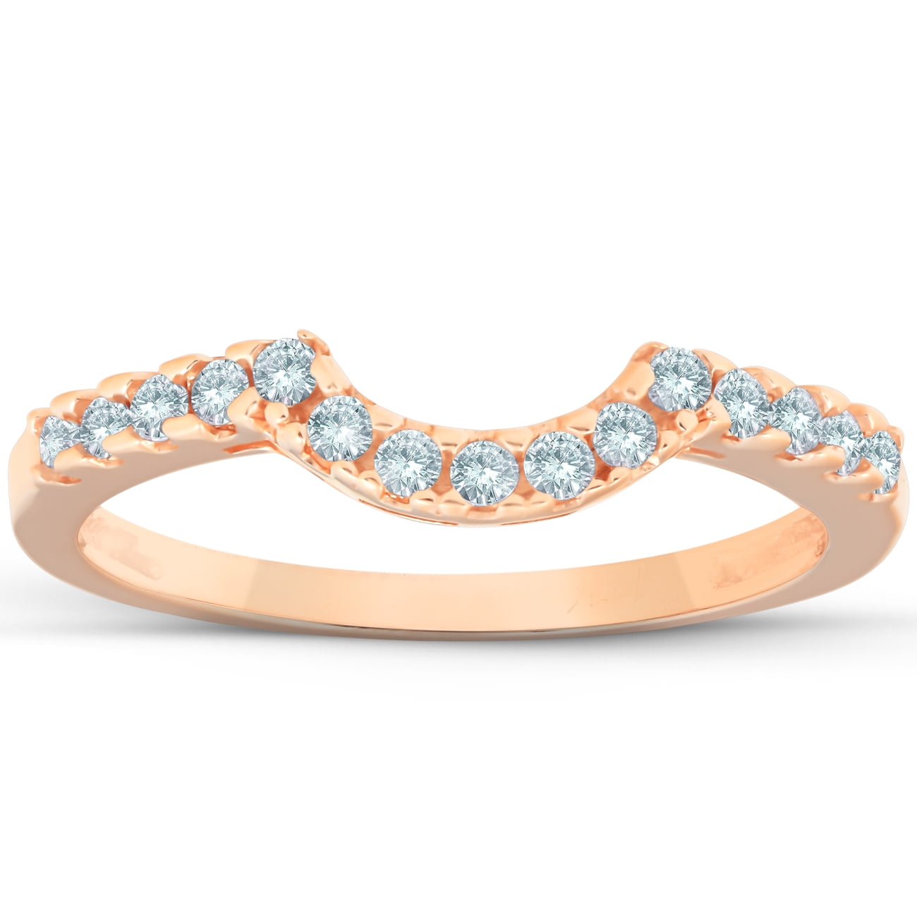 Pompeii 1/4ct Diamond Notched Guard Ring Enhancer 14K Rose Gold (I/J,I2 ...