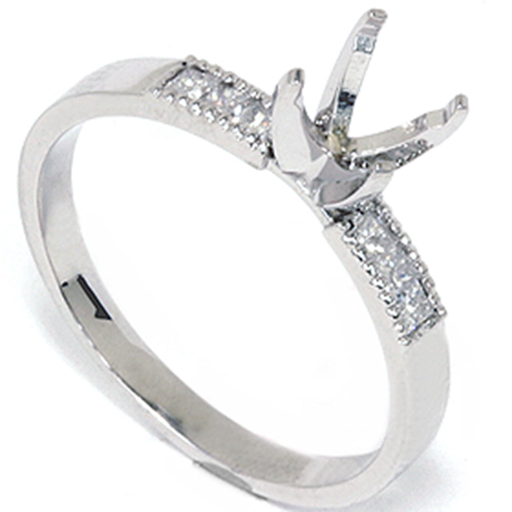 Pompeii 1/4ct Princess Cut Diamond Engagement Ring Semi Mount 14K White ...