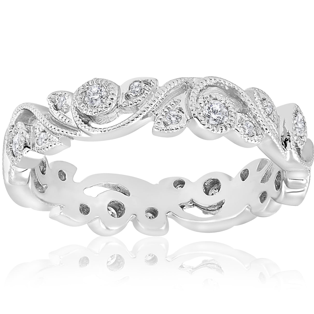Pompeii 1/4ct Vintage Stackable Filigree Diamond Eternity Wedding Ring ...
