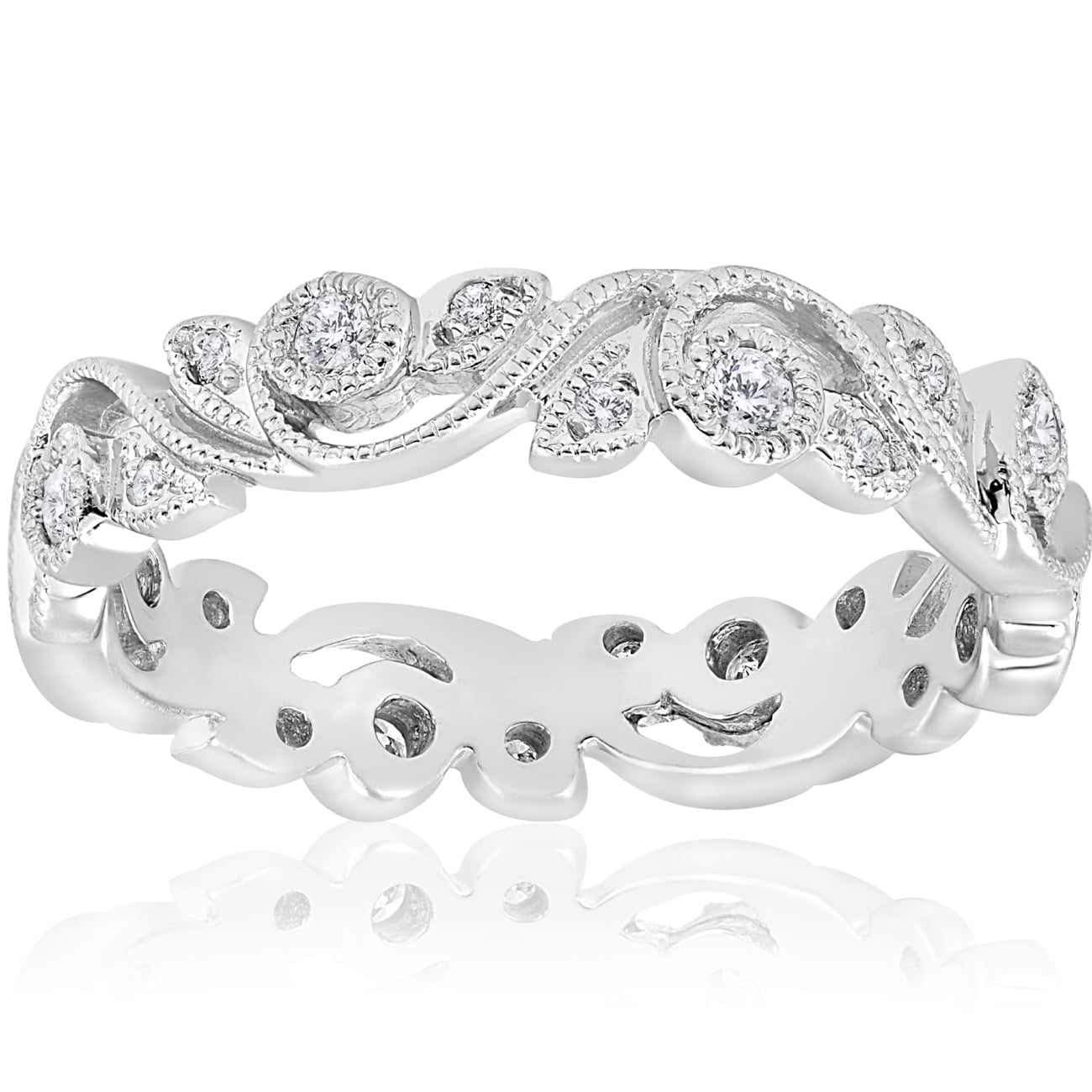 Pompeii3 1/4Ct Vintage Stackable Filigree Diamond Eternity Wedding Ring ...