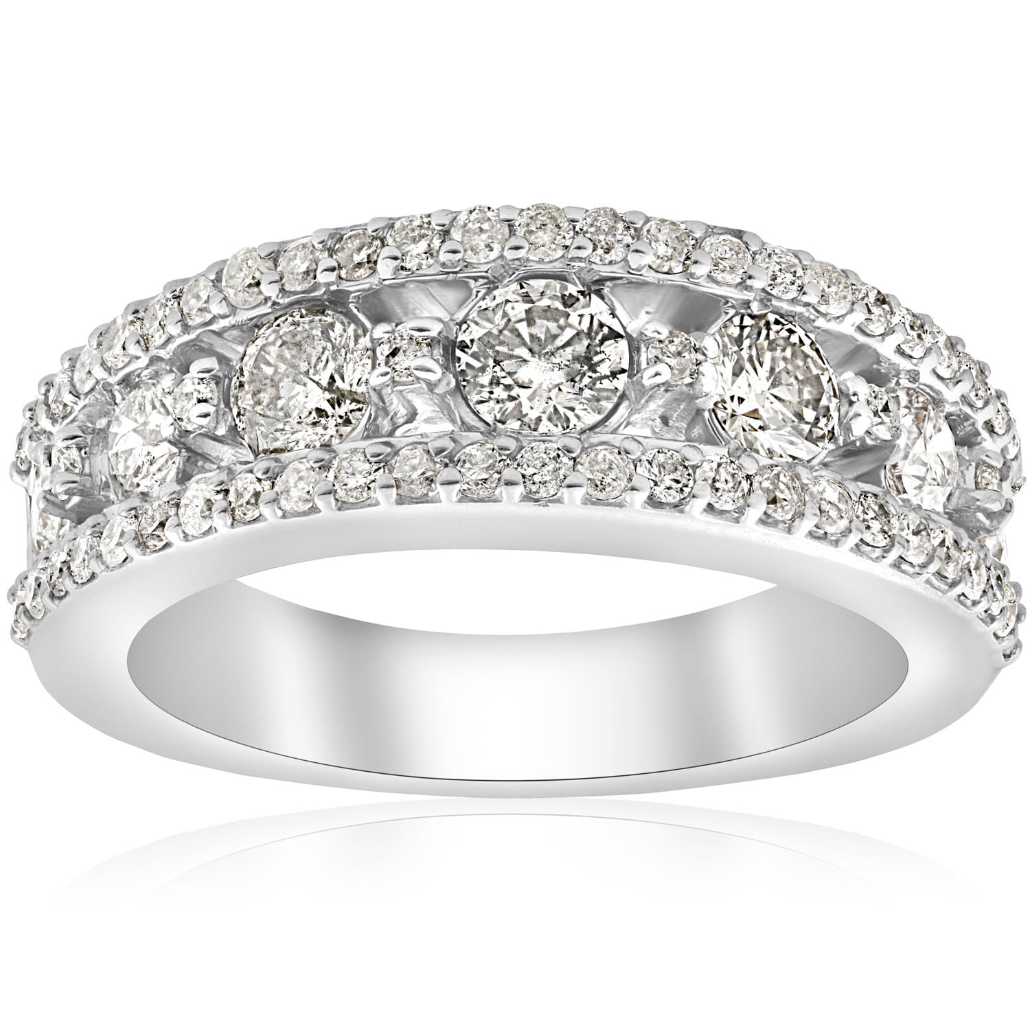 Pompeii 1 5/8ct Diamond Wedding Ring 7.5mm Wide 14k White Gold (H/I,I1 ...