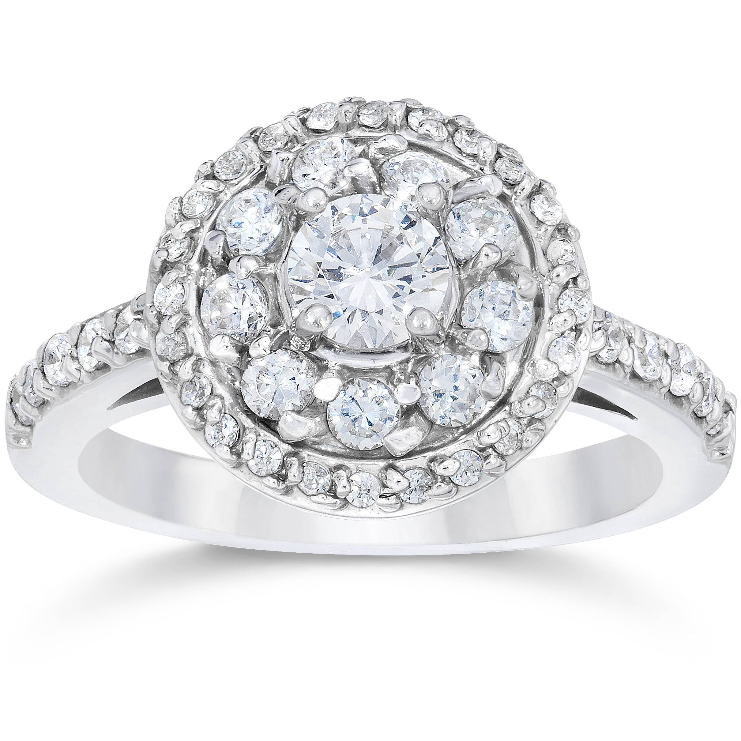 Pompeii 1 5/8ct Double Halo Round Brilliant Cut Engagement Ring 14K ...