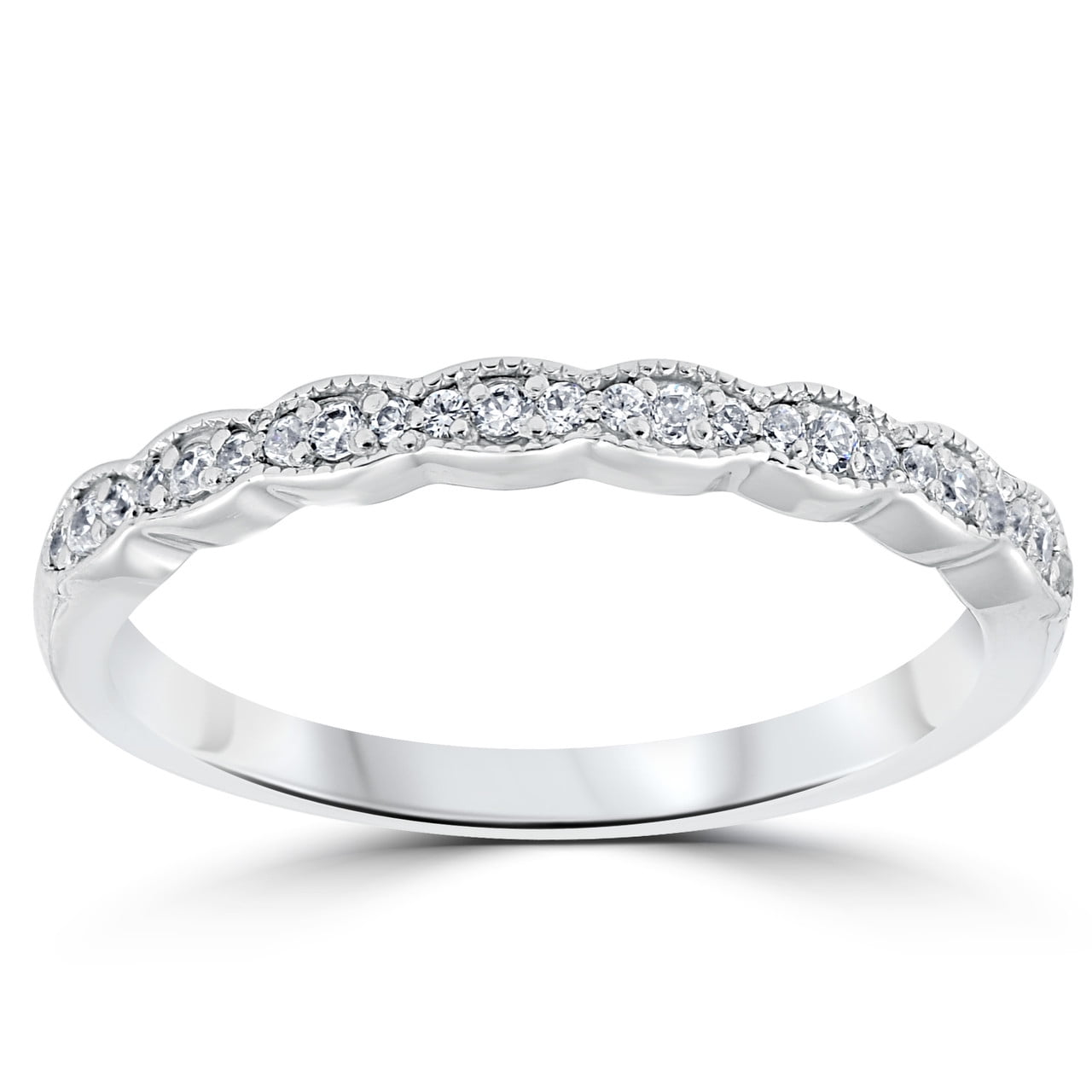 Pompeii 1/5 cttw Diamond Stackable Womens Wedding Ring Platinum (G,SI2 ...