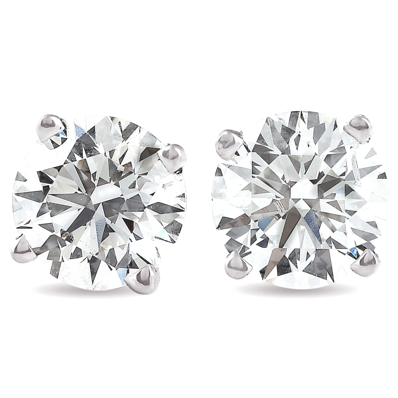 Pompeii3 1.50Ct Round Cut Natural Diamond Studs in 14K White or Yellow ...