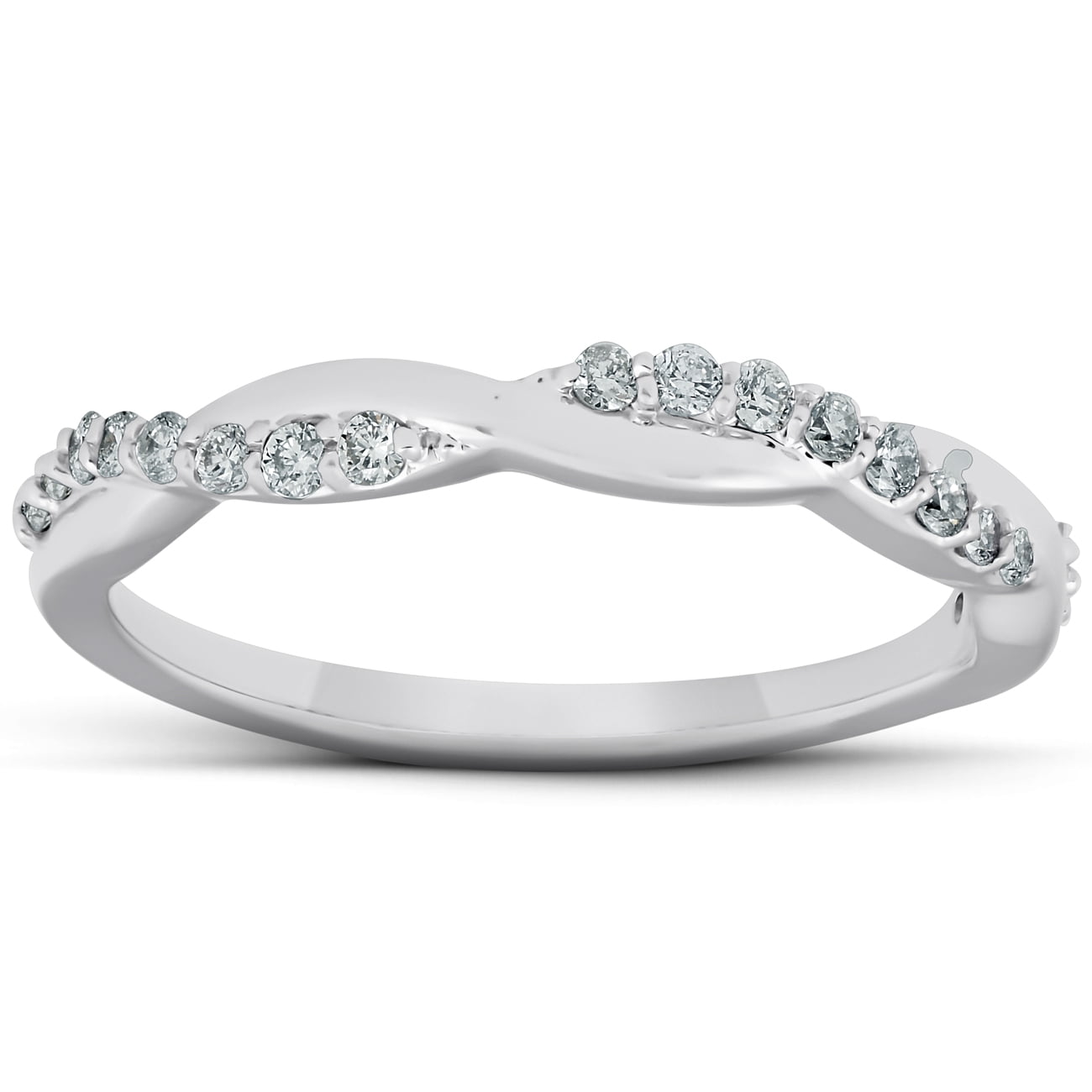 Pompeii 1/5Ct Diamond Infinity Wedding Ring Womens 14k White Gold ...