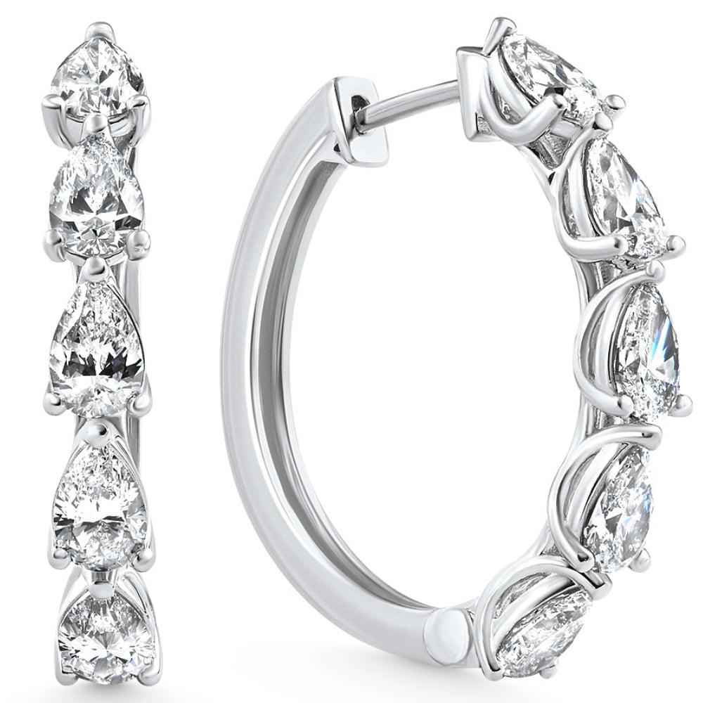 Pompeii 1 - 5Ct Diamond Pear Shape Hoops 14k Gold Lab Grown Women's ...