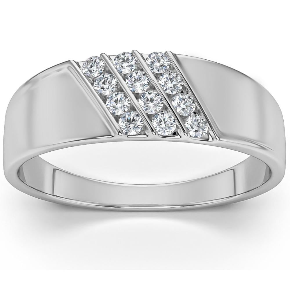 Pompeii 1/5Ct Multi Row Men's Diamond Polished Ring in White, Yellow ...