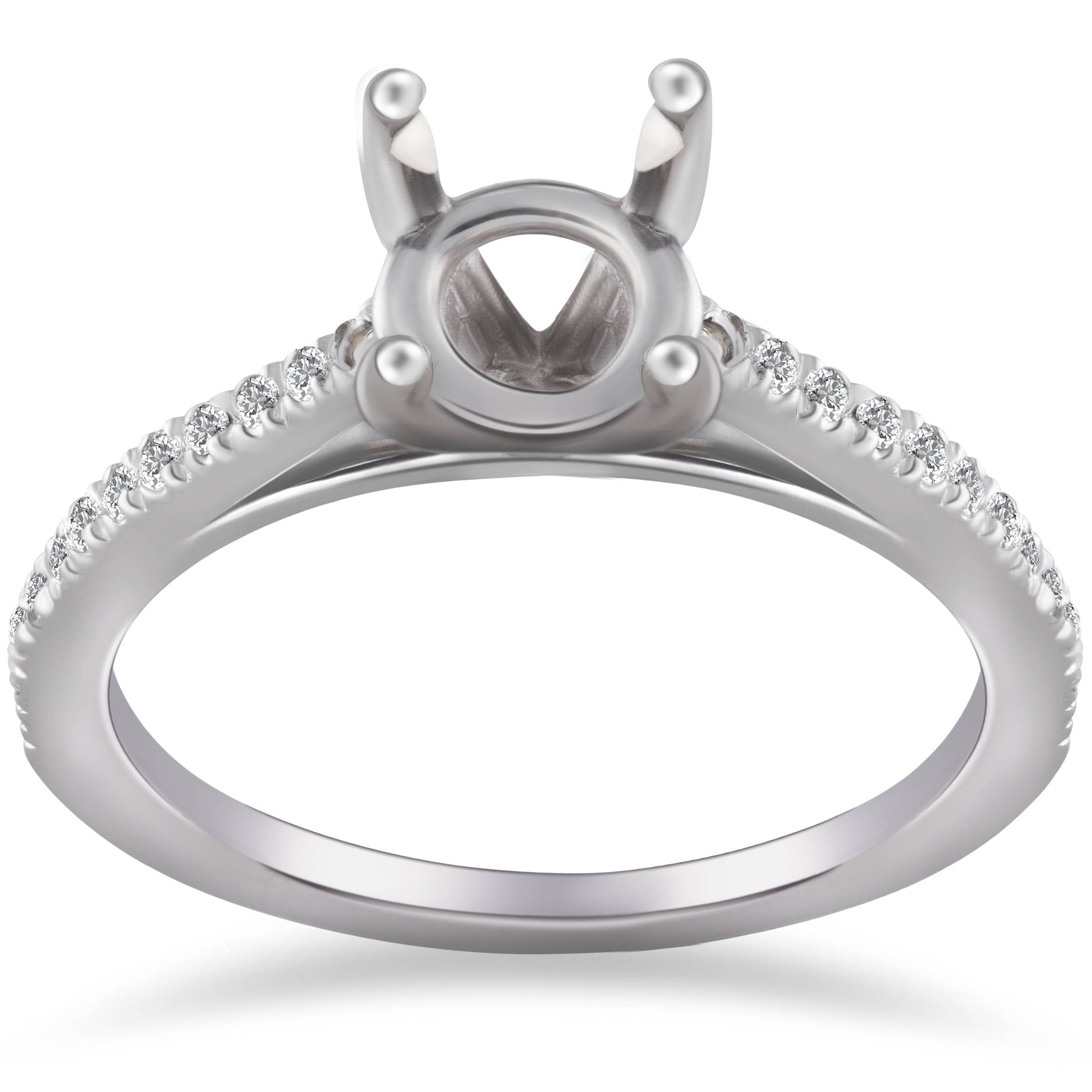 Pompeii 1/5ct Cathedral Pave Diamond Ring Mount 14K White Gold (G/H,I1 ...