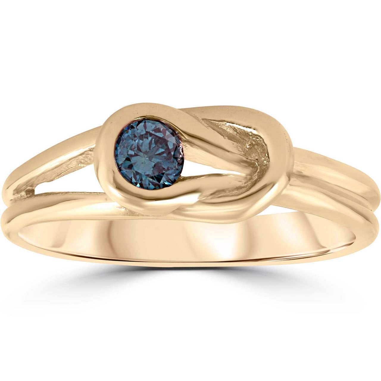 Pompeii 1/5ct Knot Treated Blue Diamond Solitaire Promise Ring 14K ...
