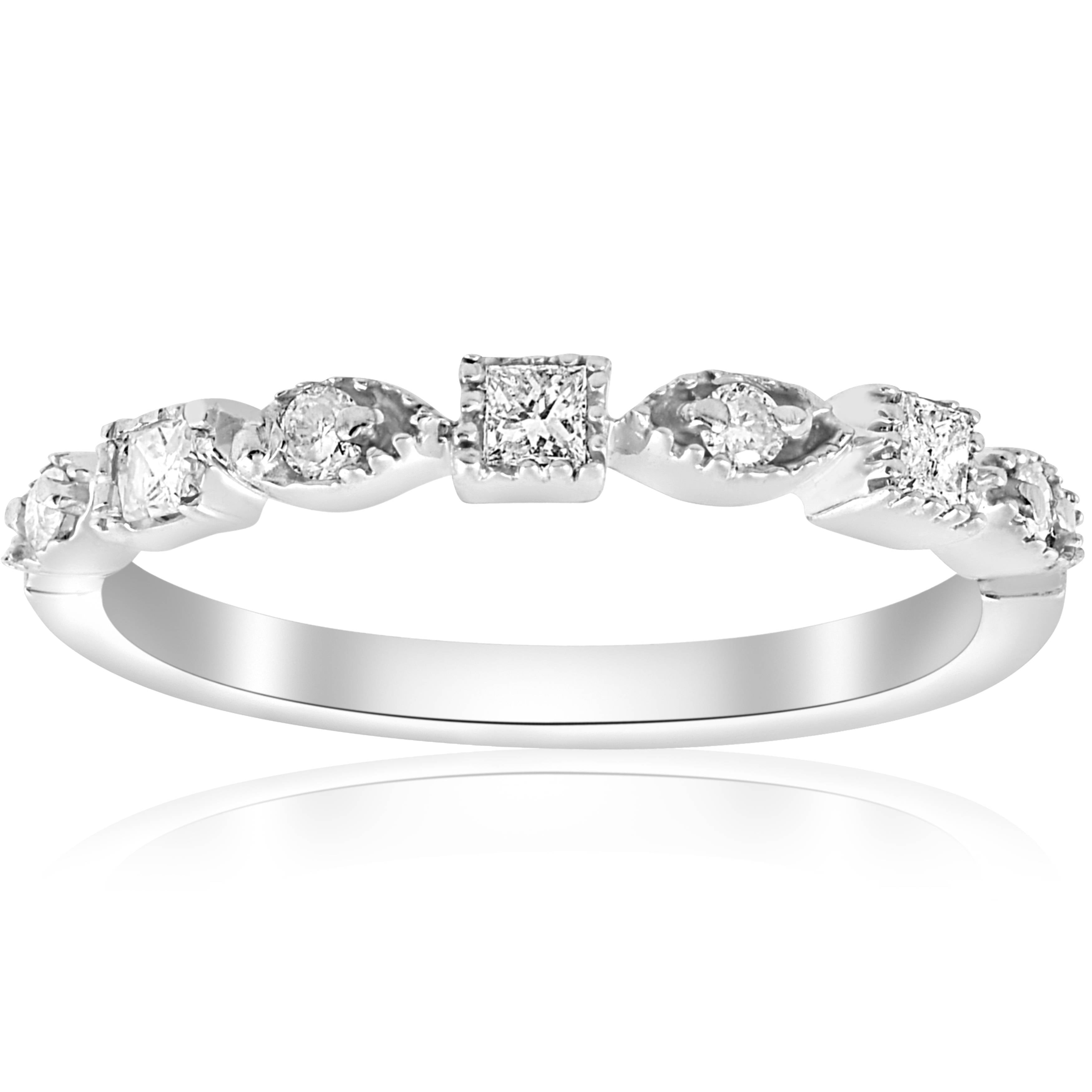 Pompeii 1/5ct Princess Cut Diamond Stackable Vintage Wedding Band 14K ...