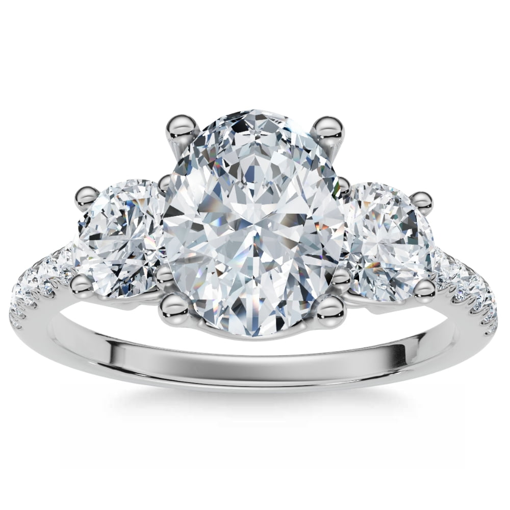 Pompeii 1.60Ct Oval Diamond Engagement Ring 14k Gold Lab Grown With Side Stones - Walmart.com