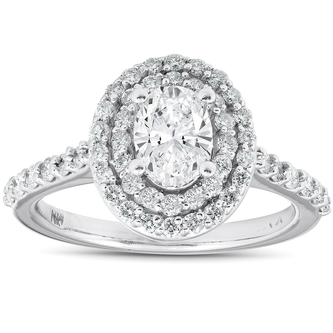 Pompeii 1.75Ct Oval Diamond Double Halo Engagement Ring 14k White Gold Lab Grown (FG,VS ...