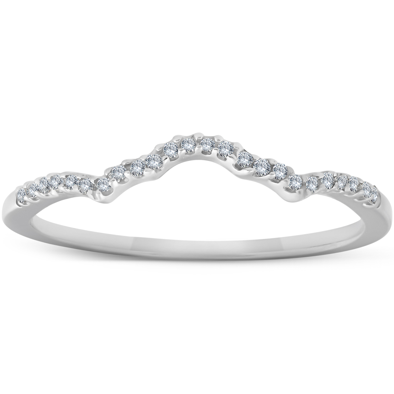 Pompeii 1/8 Ct Diamond Contoured Womens Wedding Anniversary Ring 14k ...