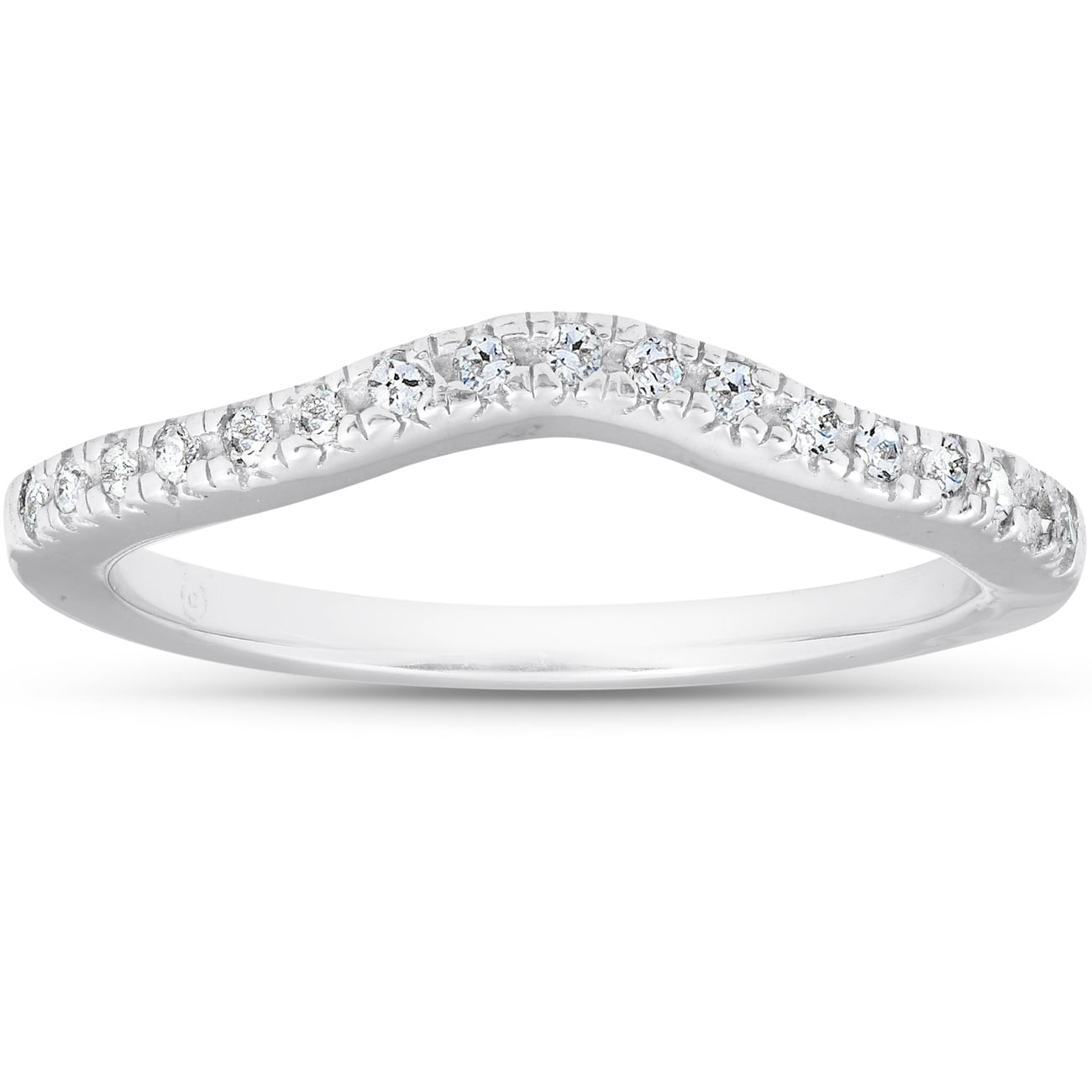 Pompeii 1/8ct Curved Diamond Wedding Ring 14K White Gold (G/H,I1-I2 ...