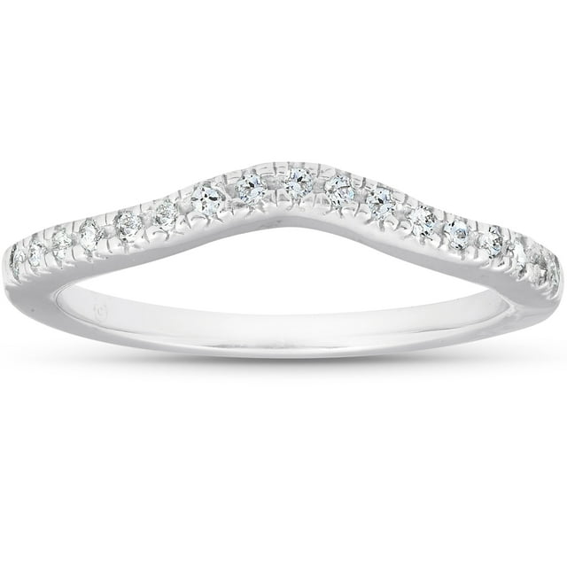 Pompeii 1/8ct Curved Diamond Wedding Ring 14K White Gold (G/H,I1-I2) - Walmart.com
