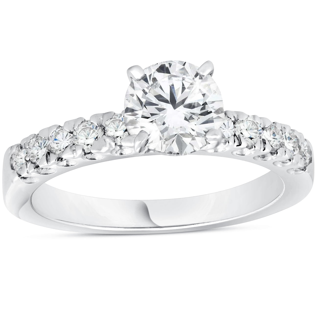 Pompeii 1.90ct Pave Diamond Engagement Ring 14K White Gold Lab Grown (FG,VS) - Walmart.com