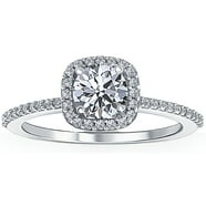 Pompeii 3/4ct 3-Stone Pave Cushion Halo Diamond Engagement Ring Vintage 10k White Gold - Walmart.com