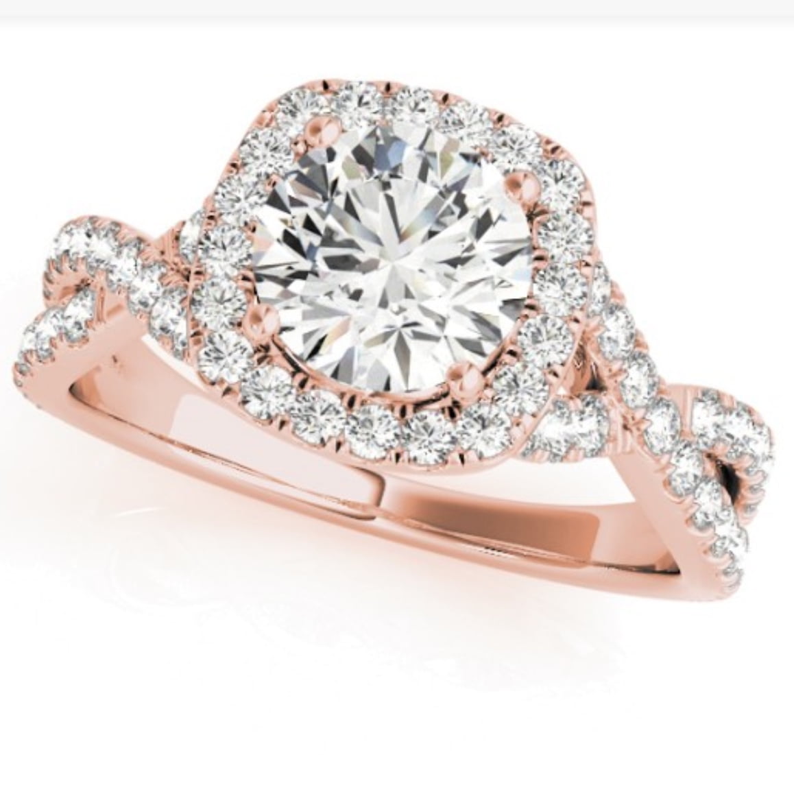 Pompeii3 1Ct Diamond Cushion Halo Engagement Ring in 14k White Yellow or Rose Gold - Walmart.com