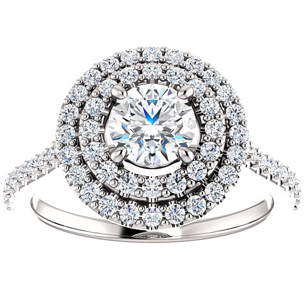 Pompeii 1 Ct Diamond EX3 Lab Grown Double Halo Engagement Ring 10k White Gold (FG,VS2) - Walmart.com