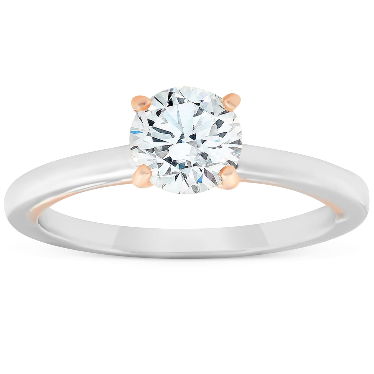 Pompeii 1 Ct Diamond Solitaire Two Tone Engagement Ring 14k White ...