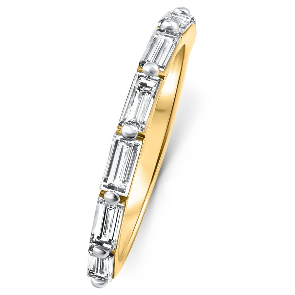 Pompeii 1 Ct Emerald Cut Diamond East To West Wedding Stackable Ring ...
