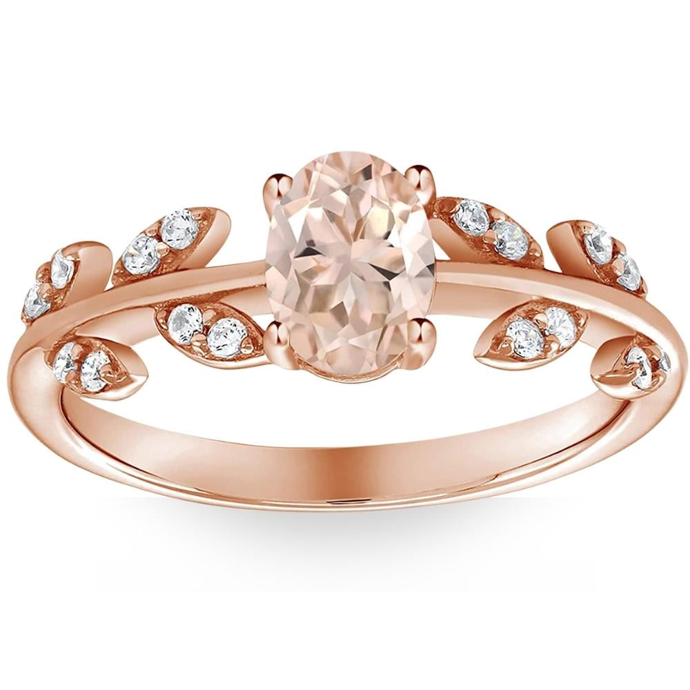 Pompeii 1 Ct Oval Morganite & Diamond Vine Engagement Anniversary Ring ...
