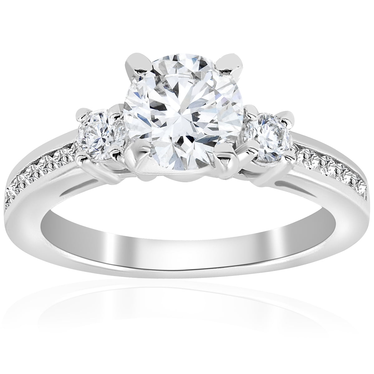Pompeii 1 ct Diamond Engagement Ring 3-Stone 14K White Gold (G/H,I1 ...