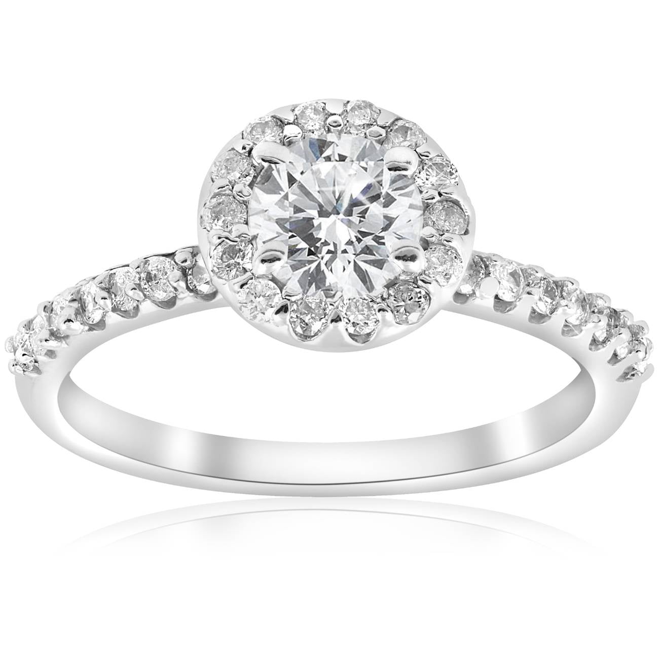 Pompeii 1 ct Halo Diamond Engagement Ring 14k White Gold Single Ro (I/J,I1-I2) - Walmart.com