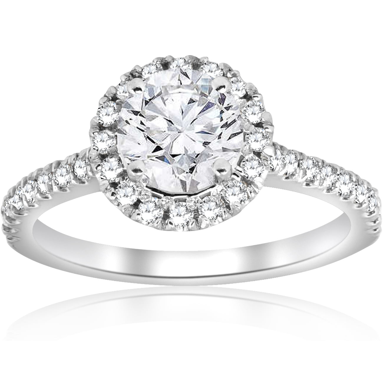 Pompeii 1 ct Round Diamond Halo Engagement Ring 14k White Gold ((G-H ...