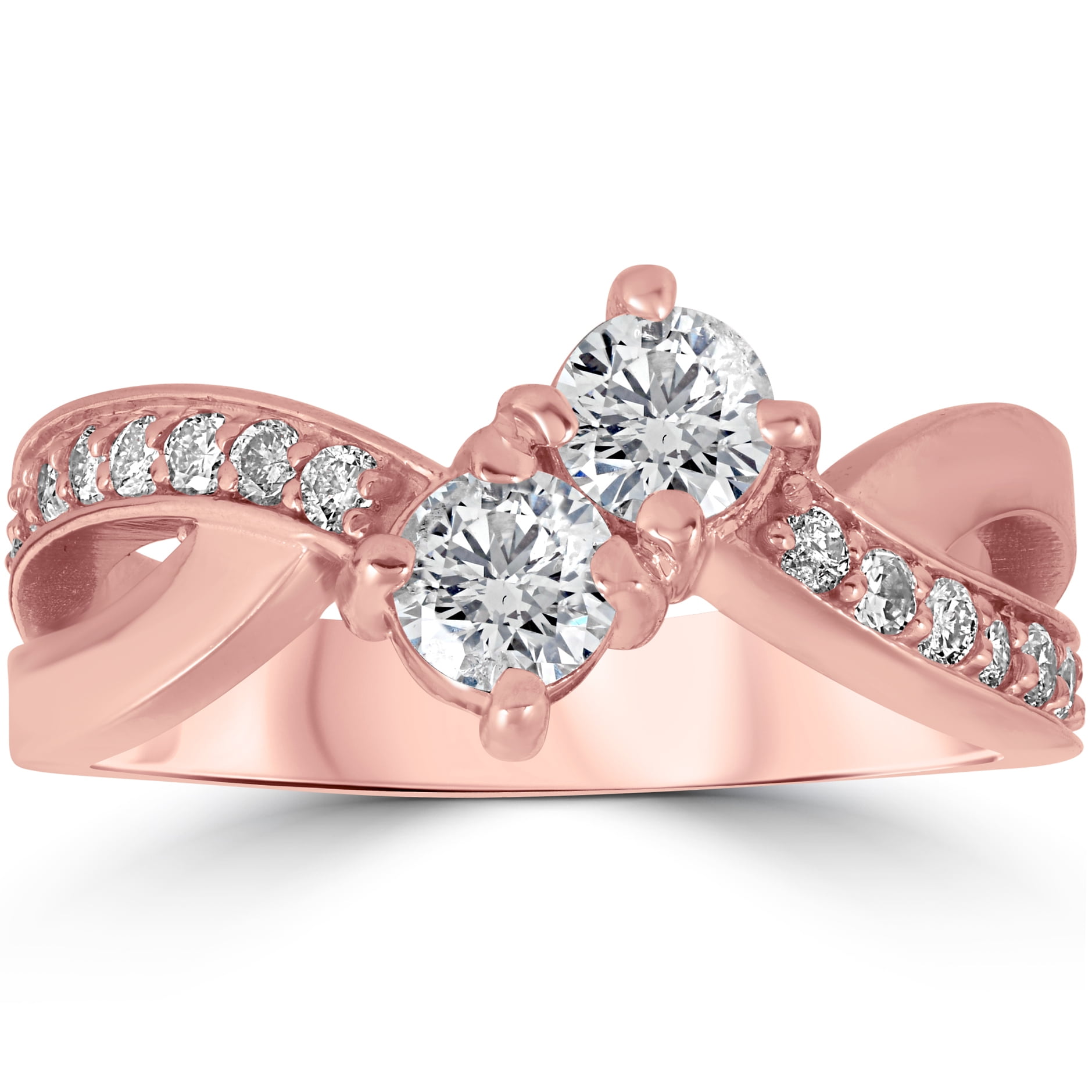 Pompeii 1 cttw Forever Us 2-Stone Diamond Engagement Cross Over Ring ...