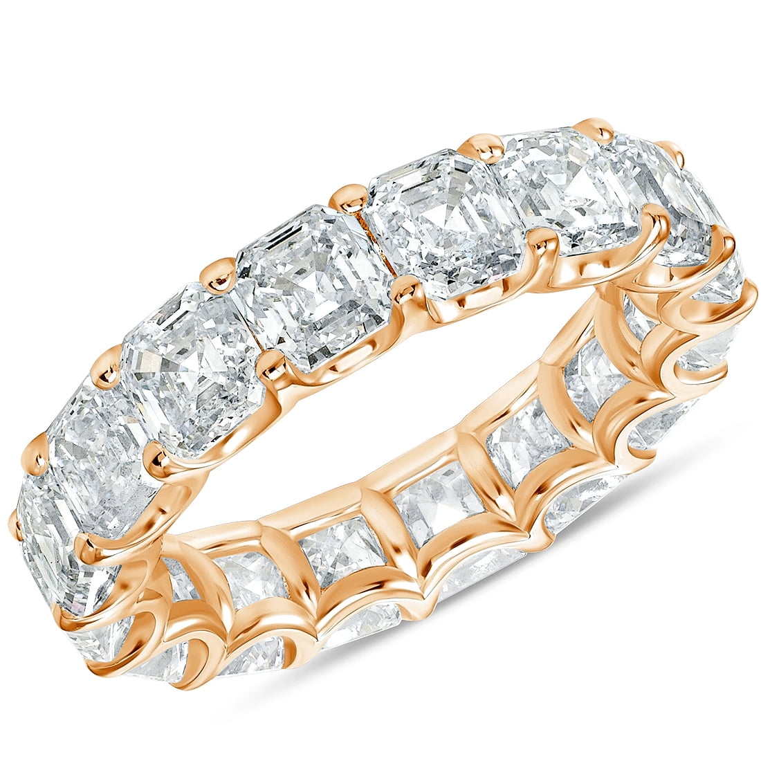 Pompeii3 10 1/2 Ct Ascher Cut Moissanite Eternity Ring Wedding Band 10k ...