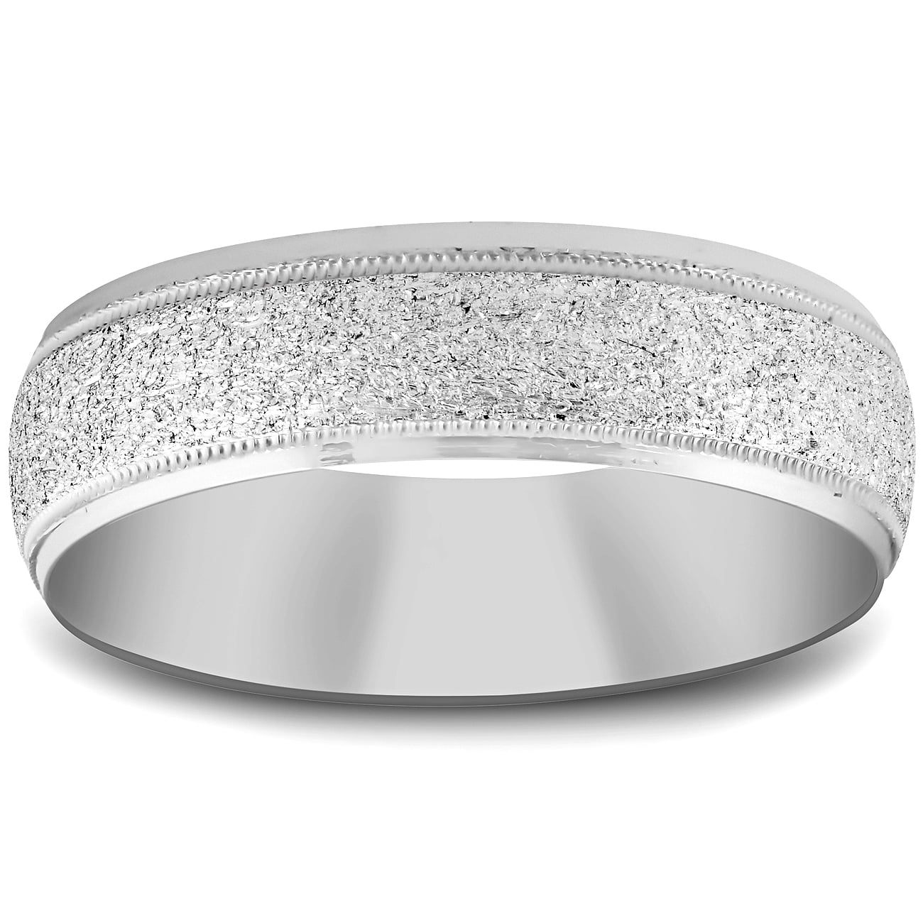 Pompeii 10K White Gold 6mm Textured Mens Wedding Band (,) - Walmart.com
