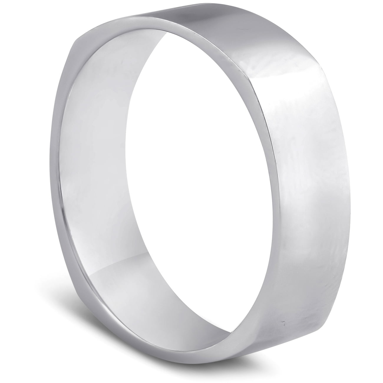 Pompeii 10k White Gold Mens Hand High Polished Squared Off 6MM Wedding ...