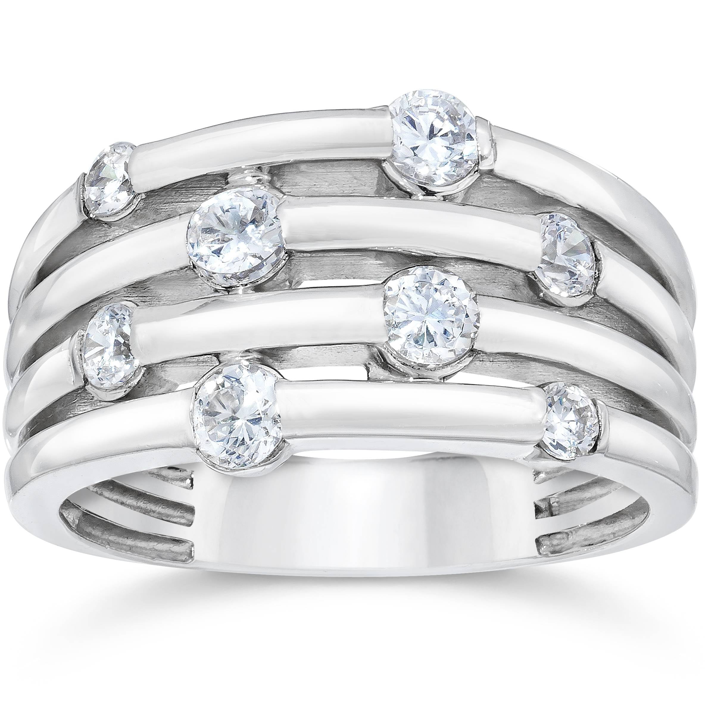 Pompeii 14K White Gold 1ct Real Diamond Right Hand Ring (G/H,I1 ...